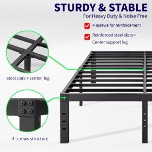 Neslime 14 Inch Full Size Bed Frame No Box Spring Needed, Heavy Duty Metal Platform Bed Frame Full, Heavy Duty, Easy Assembly and Noise Free, Black