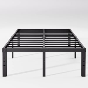 neslime 18 inch high queen bed frame no box spring needed, heavy duty metal platform bed frame queen size for heavy people, easy assembly, noise free, black