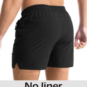 Aolesy Men's Gym Shorts 5 Inch Quick Dry Workout Running Shorts with Zipper Pockets Lightweight Sports Athletic Shorts for Men Black