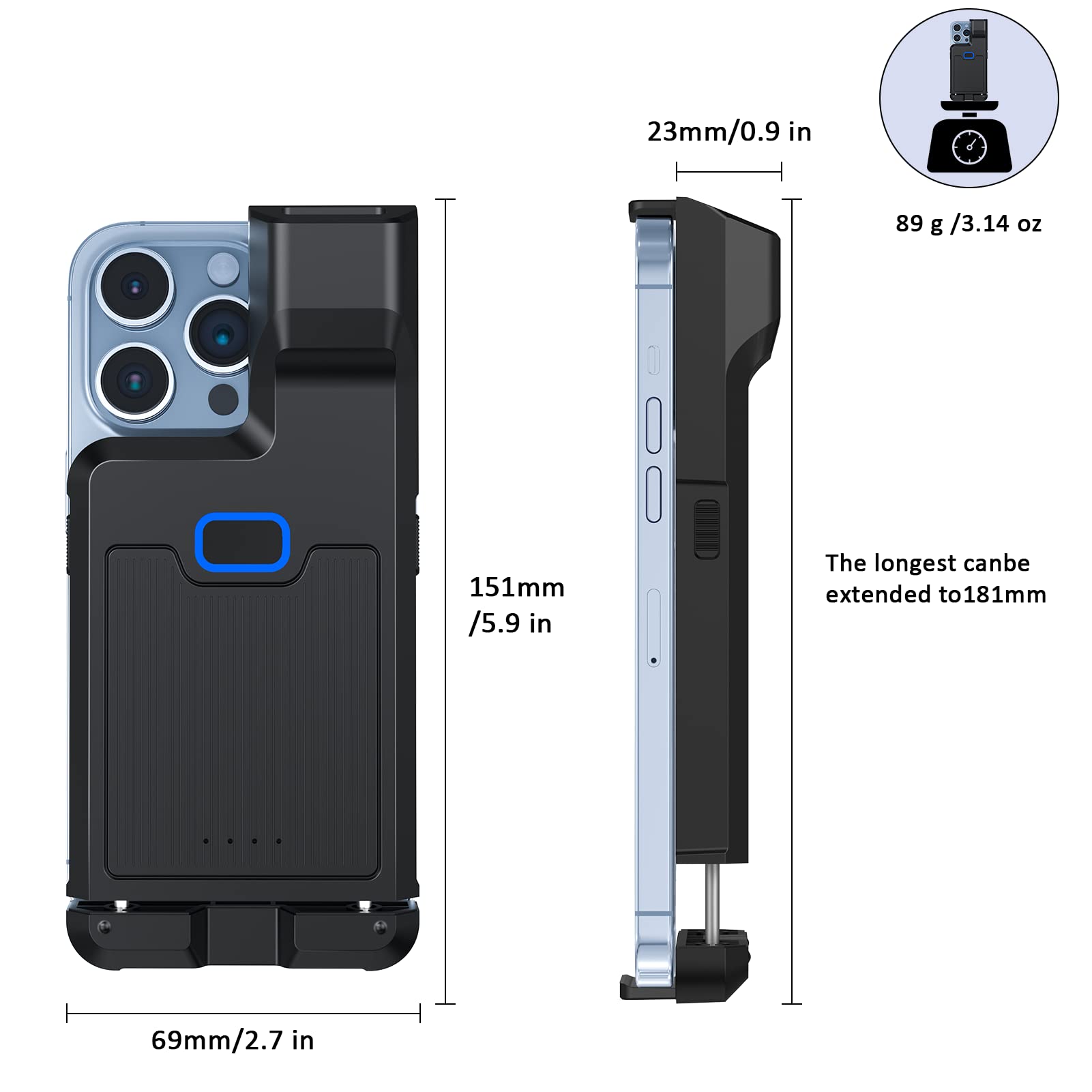 Alacrity QR Code Scanner Bluetooth Android Barcode Scanner, Wireless Adjustable Back Clip Phone Bar Code Scanner with 3000mAh Rechargeable Battery ompatible with Android, iOS, iPad,iPhone