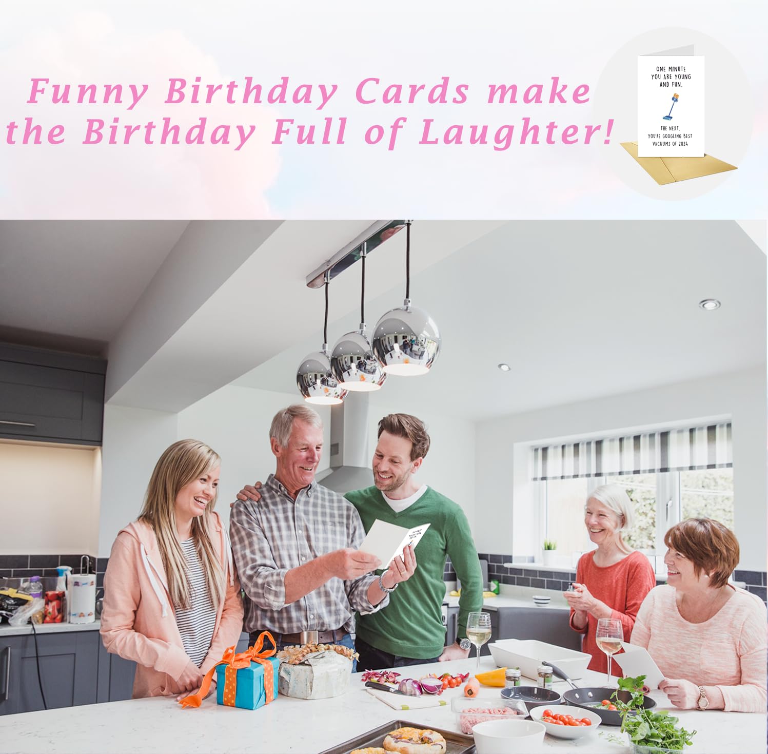 Funny Birthday Card for Women Men, Happy 40th 50th 60th 70th 80th 90th Birthday Cards for Dad Mom Sister Brother Friend, Happy Birthday Card for Grandma Grandpa with Sticker And Envelopes