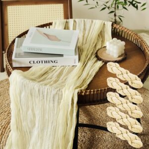 aorruio 5 packs cheesecloth table runner, 13ft beige ivory cheese cloth table runner, 35x157 inches cream gauze sheer table runner boho rustic for baby bridal wedding shower decorations for reception