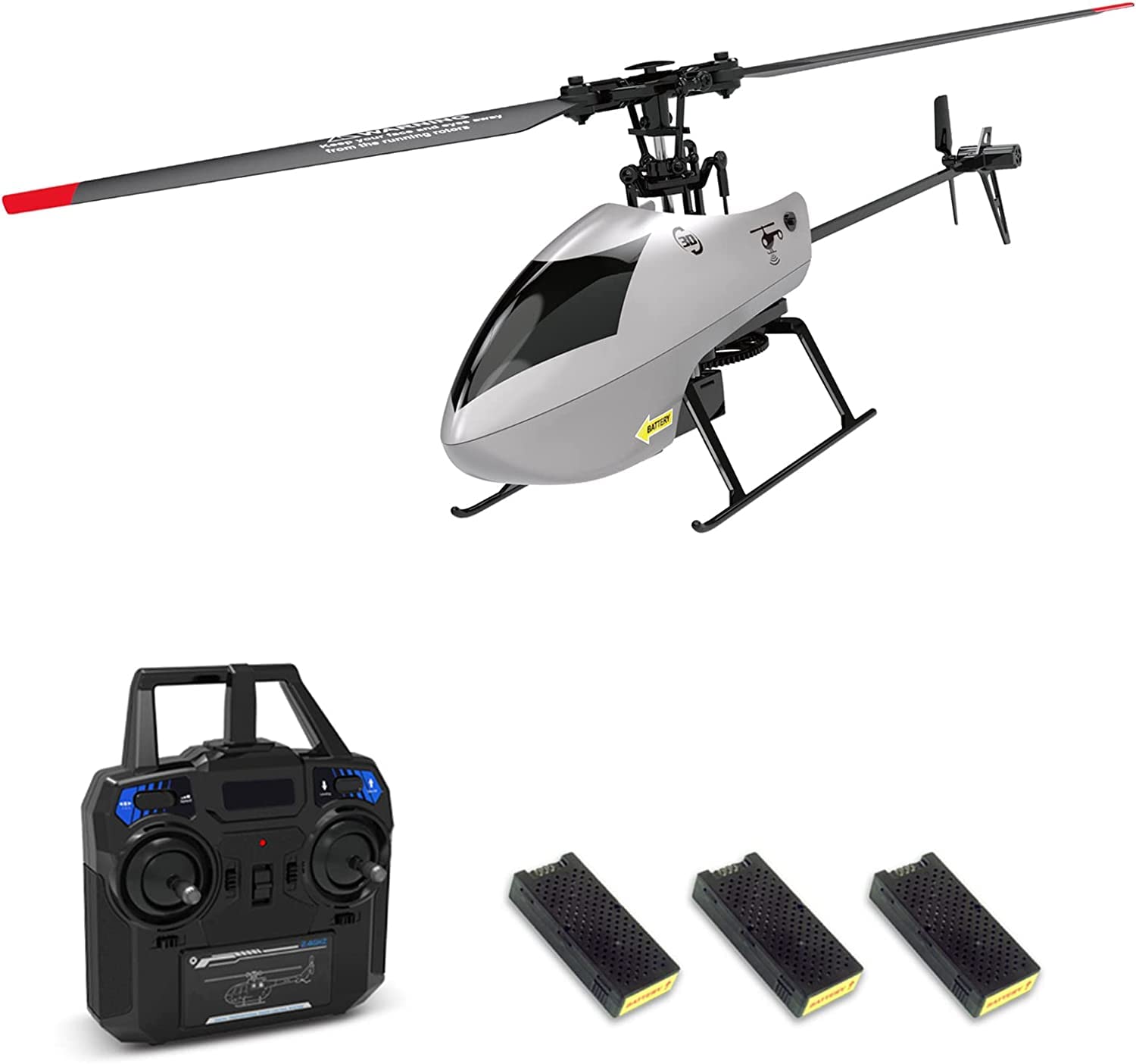 GoolRC C129 V2 RC Helicopter, 4 Channel Remote Control Helicopter with 6-Axis Gyro, 2.4GHz RC Aircraft with 3D Flips, Altitude Hold, One Key Take Off/Landing and 3 Batteries for Adults and Beginners