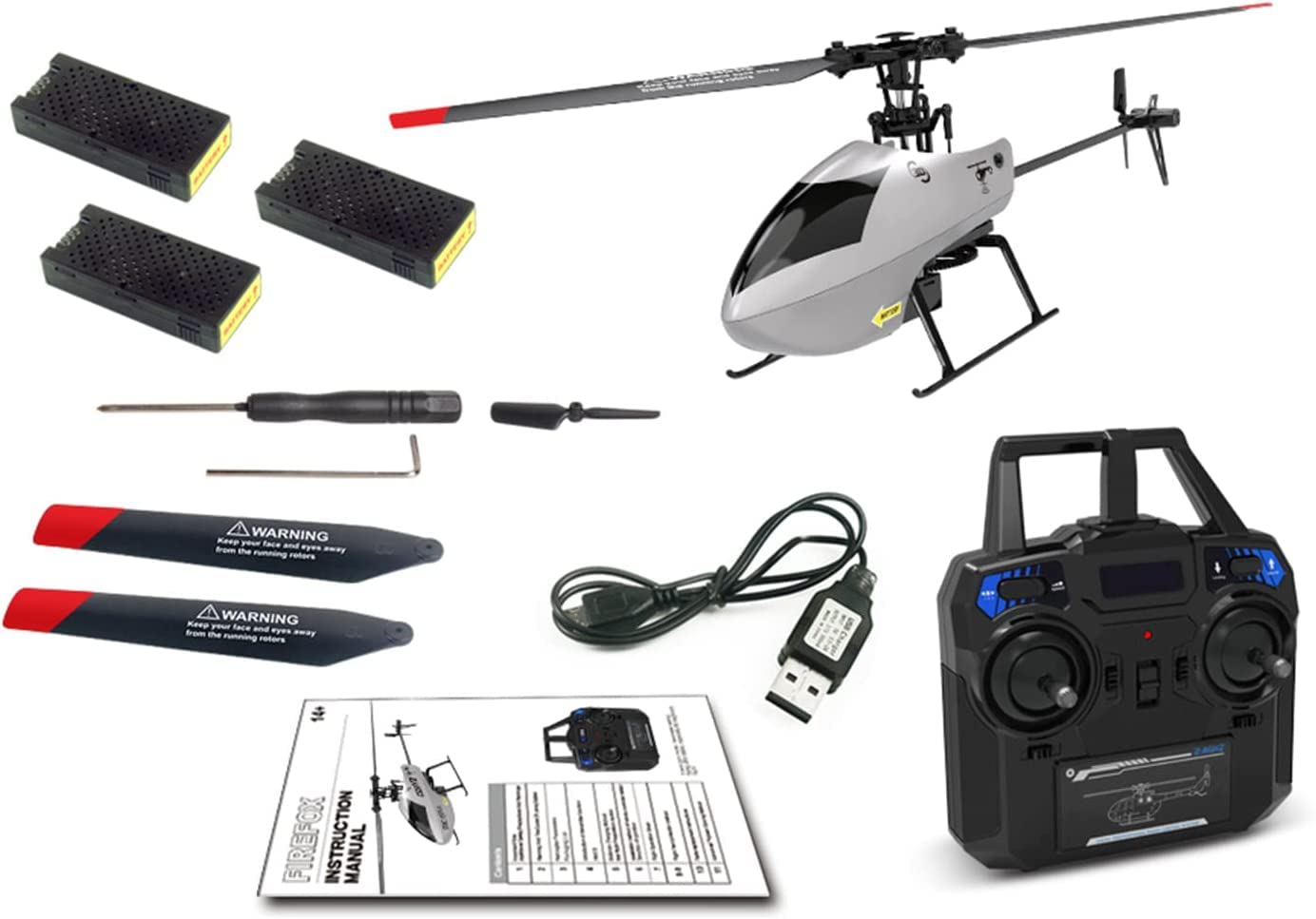 GoolRC C129 V2 RC Helicopter, 4 Channel Remote Control Helicopter with 6-Axis Gyro, 2.4GHz RC Aircraft with 3D Flips, Altitude Hold, One Key Take Off/Landing and 3 Batteries for Adults and Beginners