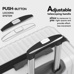 Strenforce Luggage Sets Lightweight Suitcase Double Wheels TSA Lock 3-Piece Set (20/24/28), white