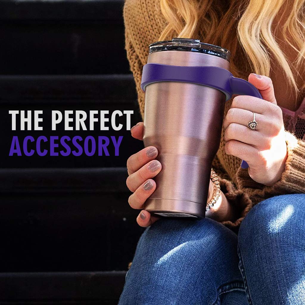 ALAFAT Tumbler Handle for 30 oz Yeti Rambler Cooler Cup, Rtic Mug, Sic, Ozark Trail Grip and more Tumbler Mugs - BPA FREE (Purple)