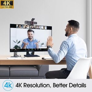 Angetube 4K Webcam with AI Tracking,Remote Control 4K Web Camera/10X Digital Zoom 1080P 60fps Web cam with USB 3.0 HDR/Dual Noise Cancelling Microphones for Video Calls/Meetings/Streaming/Skype/Zoom