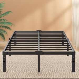 kilyssa full size bed frame 16 inch black heavy duty metal platform/maximum storage/mattress foundation/steel slats support/noise free/no box spring needed