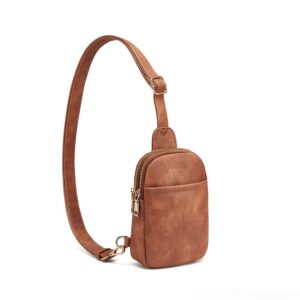 coraldaisy sling bag for women fanny pack crossbody bags for women vegan leather small cell phone belt bag for travel purse hobo bags gifts for her brown