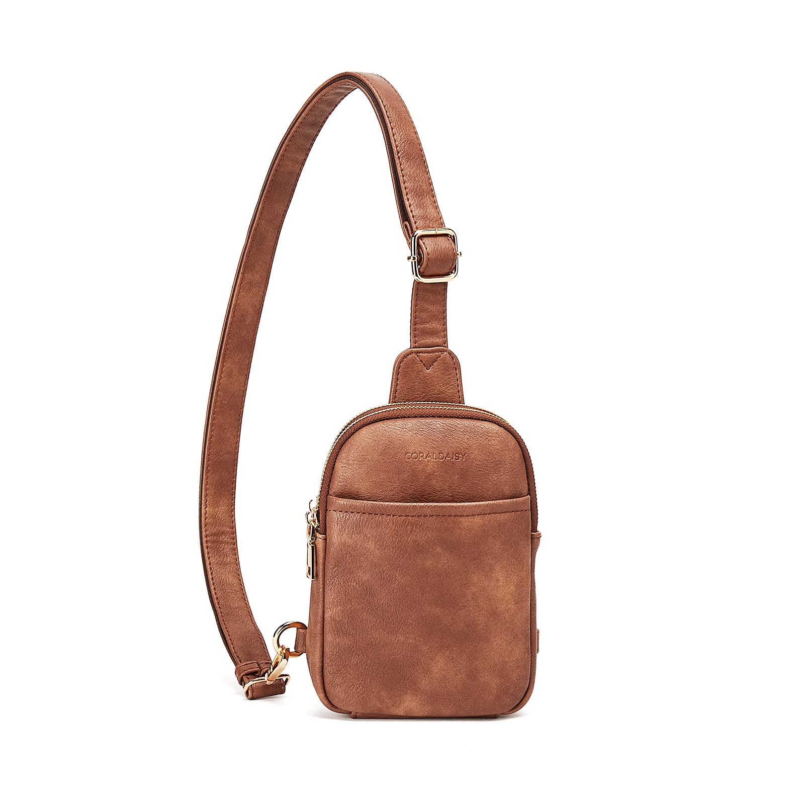 CORALDAISY Sling Bag for Women Fanny Pack Crossbody Bags for Women Vegan Leather Small Cell Phone belt bag for Travel Purse hobo bags Gifts for Her brown