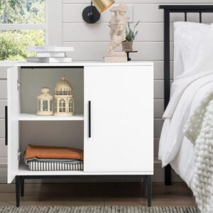 KFO Storage Cabinet with Doors, White Accent Cabinet, Modern Free Standing Cabinet, Sideboard with Metal Base for Bedroom, Living Room, Kitchen and Office