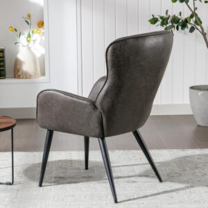 bfz faux leather accent chair with high back design, armchair with metal legs in modern style, comfy upholstered wingback chair for living room, bedroom, and office(black grey)