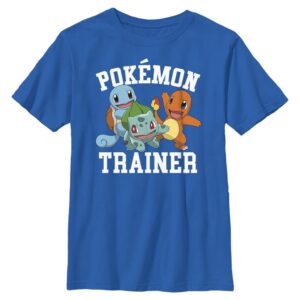 pokemon boys trainer 1 short sleeve tee shirt, royal blue, youth small