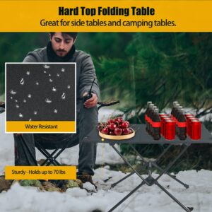 Sutekus Portable Camping Table Lightweight Folding Table with Hard Top for Camping Hiking Backpacking Picnic Partio (Black)