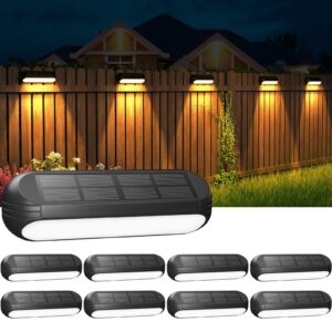 wdtpro solar fence lights outdoor waterproof, 8 pack bright solar deck lights with warm white & rgb modes, led solar step lights outdoor for stairs, steps, deck, fence, pool, patio