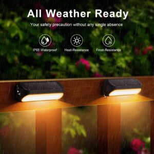 WdtPro Solar Fence Lights Outdoor Waterproof, 8 Pack Bright Solar Deck Lights with Warm White & RGB Modes, LED Solar Step Lights Outdoor for Stairs, Steps, Deck, Fence, Pool, Patio