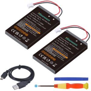 hisewen ps3 controller battery, 2 pack lip1359 replacement battery pack for sony playstation 3 ps3 dualshock 3 cechzc2e cechzc2u controller with usb cable+tools