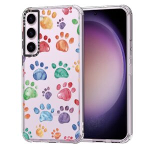 mosnovo for galaxy s23 case, [buffertech 6.6 ft drop impact] [anti peel off] clear shockproof tpu protective bumper phone cases cover with colorful paw design for samsung galaxy s23