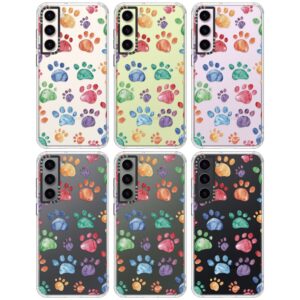 MOSNOVO for Galaxy S23 Case, [Buffertech 6.6 ft Drop Impact] [Anti Peel Off] Clear Shockproof TPU Protective Bumper Phone Cases Cover with Colorful Paw Design for Samsung Galaxy S23