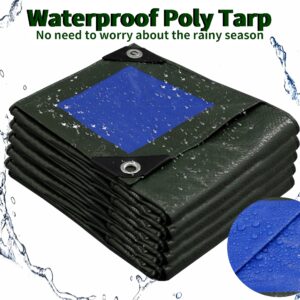 TARPAL 4x6 Green Tarp Waterproof (2 Pack) Small tarps Multipurpose Protective Cover All Purpose Poly Tarps Cover for Firewood Outdoor furniture etc