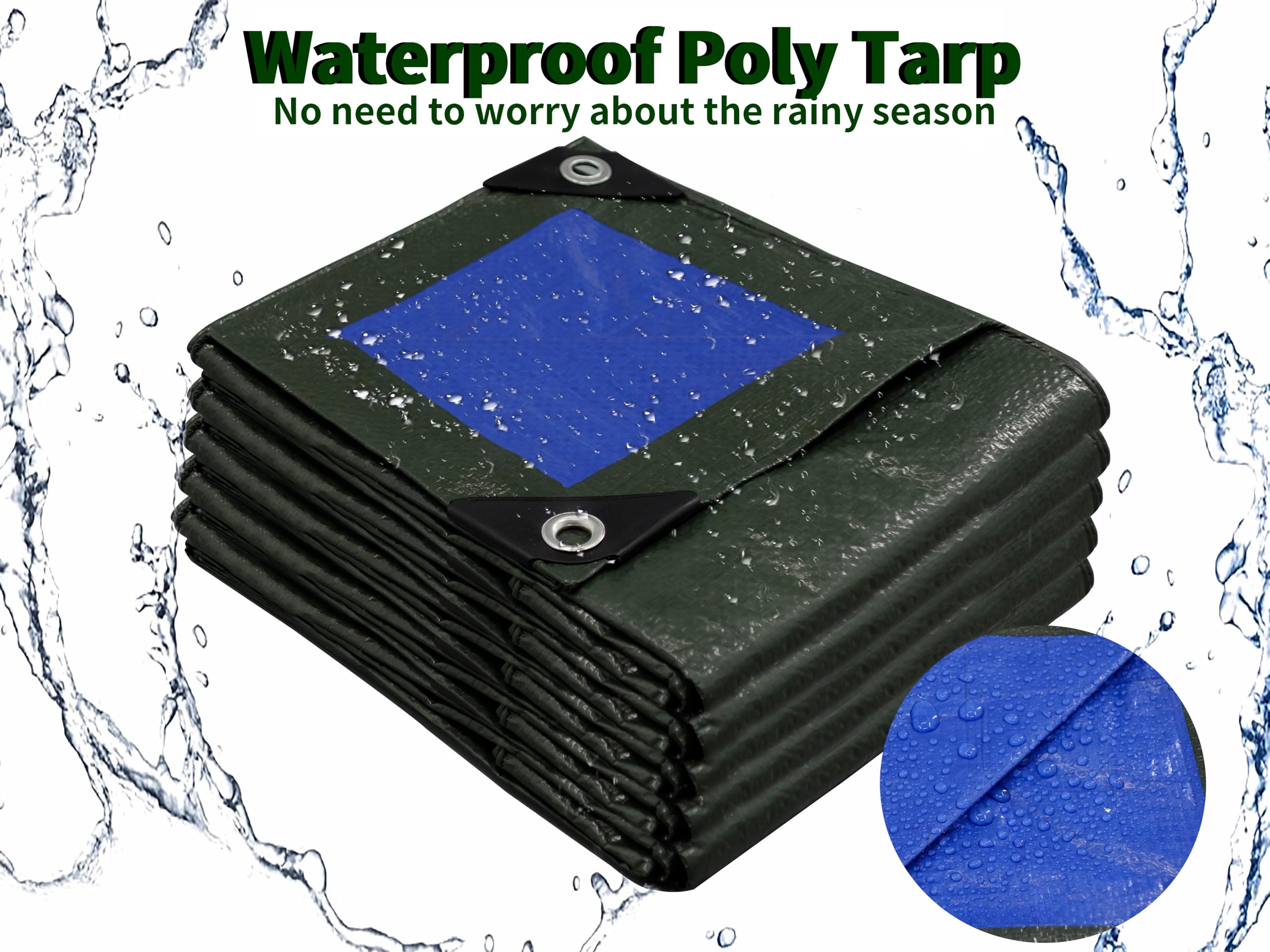 TARPAL 4x6 Green Tarp Waterproof (2 Pack) Small tarps Multipurpose Protective Cover All Purpose Poly Tarps Cover for Firewood Outdoor furniture etc