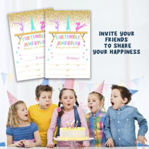 Grace Yonks Gymnastics Birthday Invitations, Pack of 20 with Envelopes, 4x6 inch, Matte Card Paper, Cute Design, Ideal for Personal and Professional Use