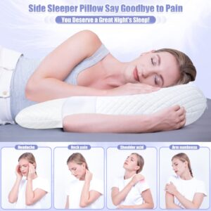 SAHEYER Pillow for Side Sleeper, Odorless Body Pillow for Adults Shoulder Pain Relief, U-Shaped Memory Foam Orthopedic Contour Support Pillows for Neck, Back, Arm with Removable Washable Cover, White