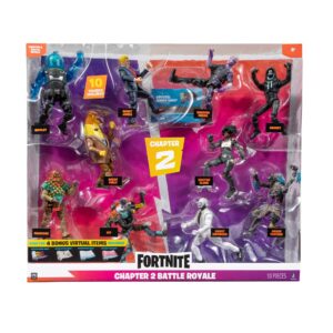 fortnite chapter 2 battle royale - ten 4-inch articulated figures in dynamic packaging with codes for bonus virtual items - amazon exclusive