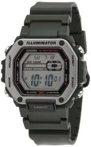 casio led illuminator 10-year battery 1/100 second stop watch | daily alarm men's watch mwd-110h-3av