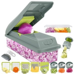 surewin vegetable chopper, multifunctional mandoline slicer veggie dicer all-in-1 pro onion chopper food chopper vegetable cutter slice spiralizer, with storage container and lids