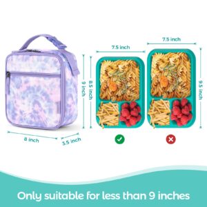 Choco Mocha Girls Lunch Box for School, Tie Dye Lunch Bag for Kids, Pink Purple