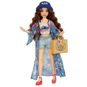 disney ily 4ever dolls disney 100 - stitch 11.5" tall with 13 points of articulation, two complete mix-and-match outfits and glittery mickey ring for you!