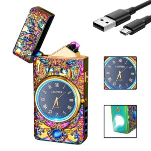 skrfire luxury watch lighter for men, usb lighters rechargeable plasma arc lighter, windproof flameless butane free mini portable pocket lighter for candles, outdoor camping activities (multicolour)