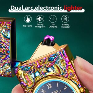 SKRFIRE Luxury Watch Lighter for Men, USB Lighters Rechargeable Plasma Arc Lighter, Windproof Flameless Butane Free Mini Portable Pocket Lighter for Candles, Outdoor Camping Activities (Multicolour)