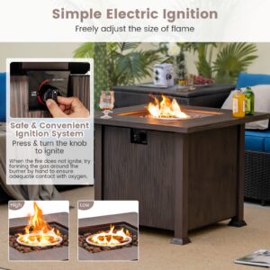 Giantex Gas Fire Pits for Outside - 32” Patio Fire Table, Propane Table with Lid, Lava Rocks, Metal Frame, PVC Protective Cover, CSA Certification, 50,000 BTU Firepit table for Poolside, Backyard