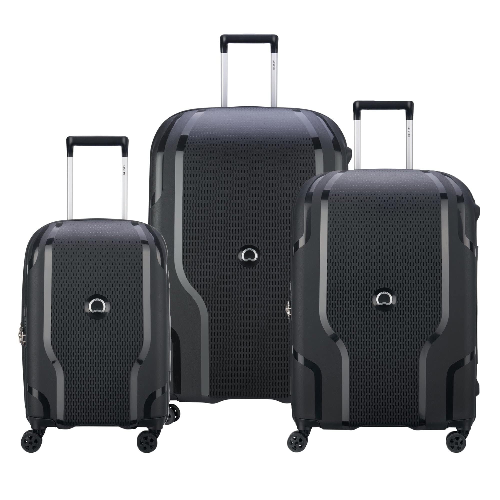 DELSEY Paris Clavel Hardside Expandable Luggage with Spinner Wheels, Black, 3-Piece Set 19/25/30