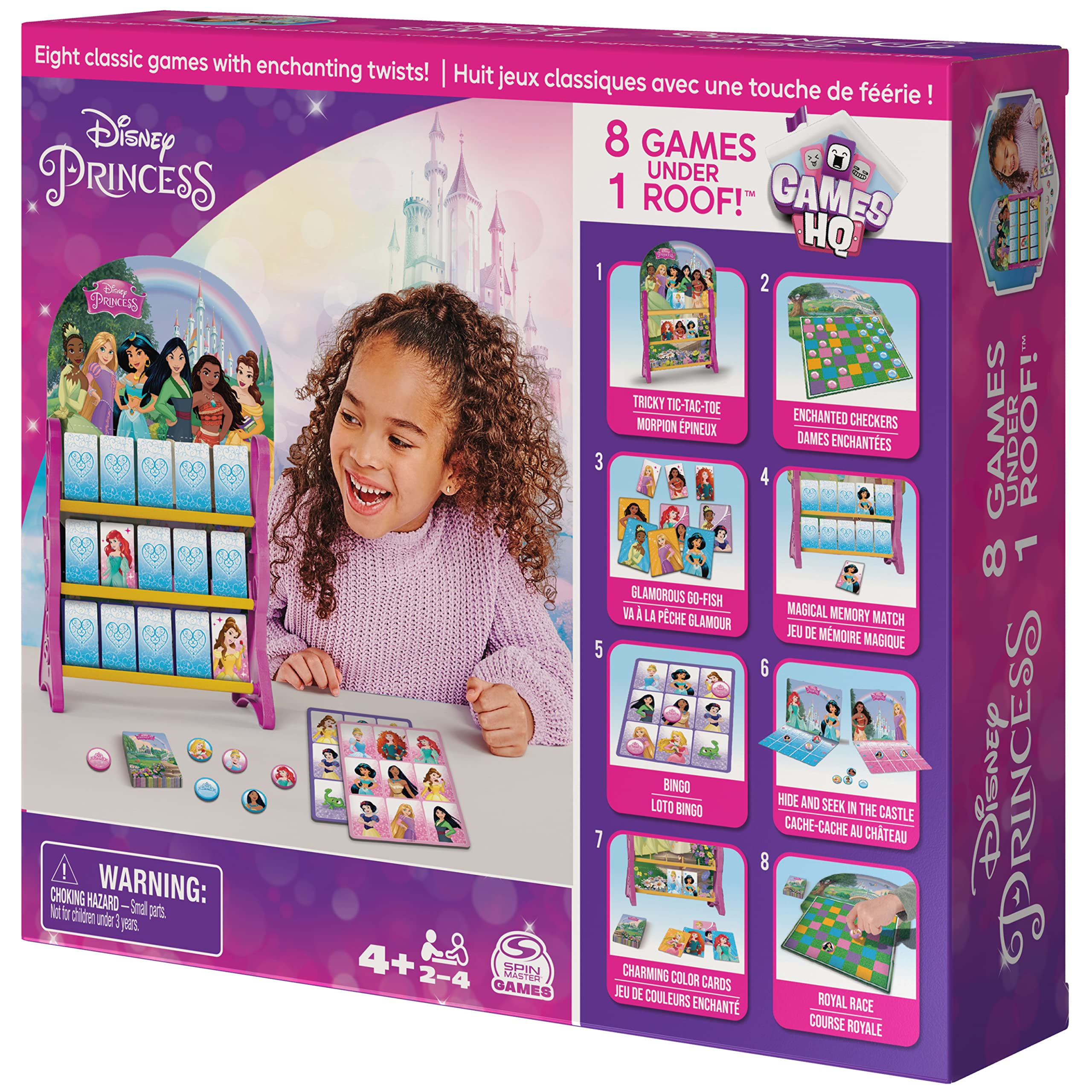 Disney Princess, Games HQ Board Games for Kids Checkers Tic Tac Toe Bingo Go Fish Card Games Disney Princess Toys, for Preschoolers Ages 4 and up