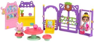 gabby’s dollhouse, kitty fairy garden party, 18-piece playset with 3 toy figures, surprise toys & dollhouse accessories, kids toys for girls & boys 3+