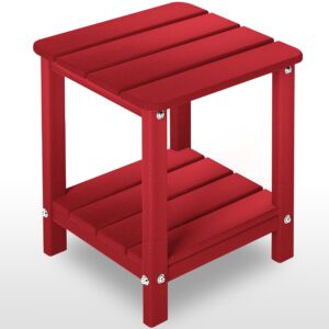 aoorun outdoor adirondack side table, adirondack table plastic, 2-tier (13.9" d x 13.5" w x 17.3" h) - red