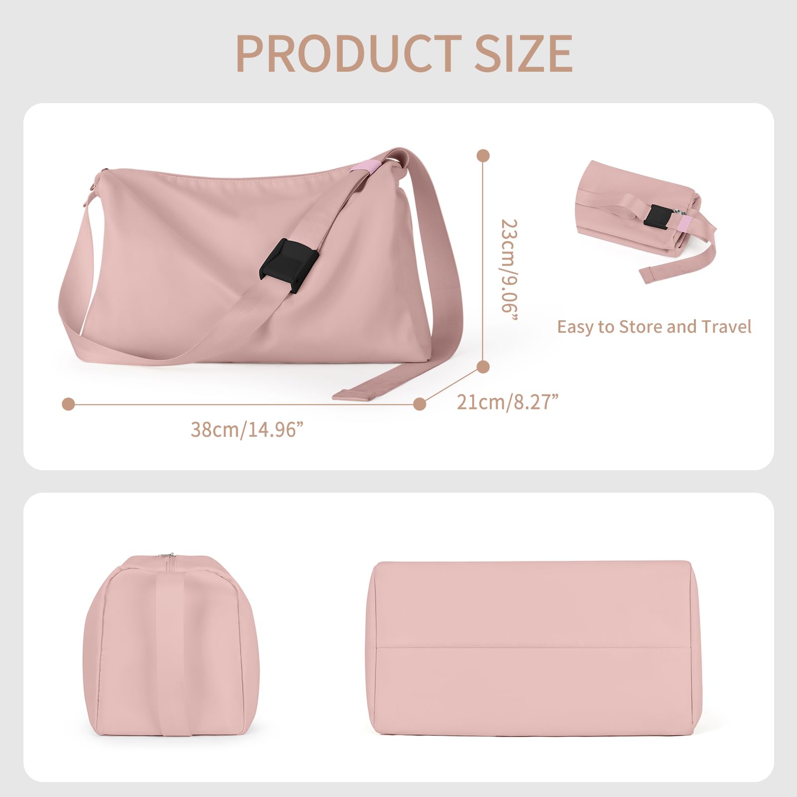 Small Gym Bag for Women Waterproof Workout Bags Mini Duffle Bag for Men Sports Bag Dance Bag Cute Yoga Exercise Bag with Wet Pocket for Exercise Camping Swiming Beach Yoga Dance Pink