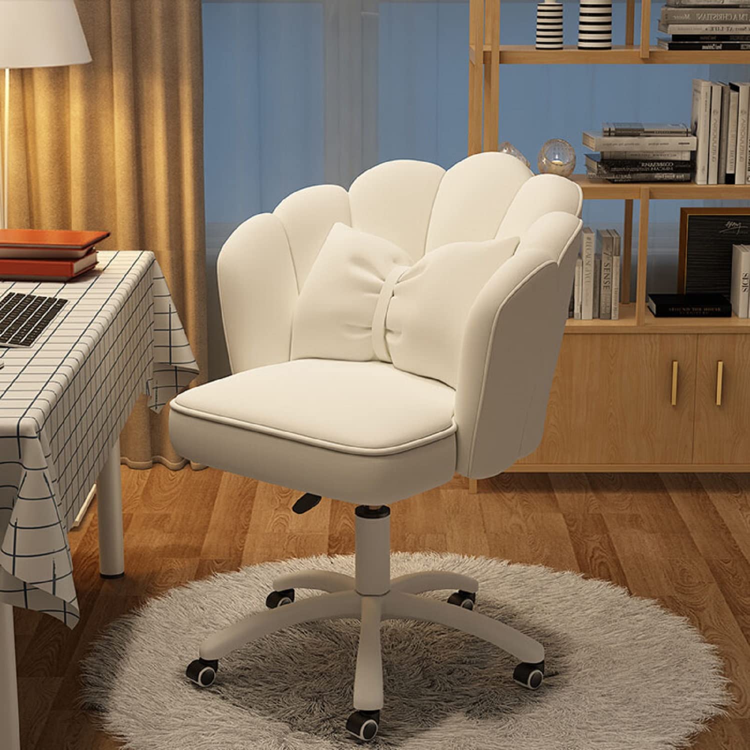 XUEGW Office Chair Cute Petal Desk Chair, Modern Fabric Home Butterfly Chairs Height Adjustable Chair Makeup Chairs Computer Chairs