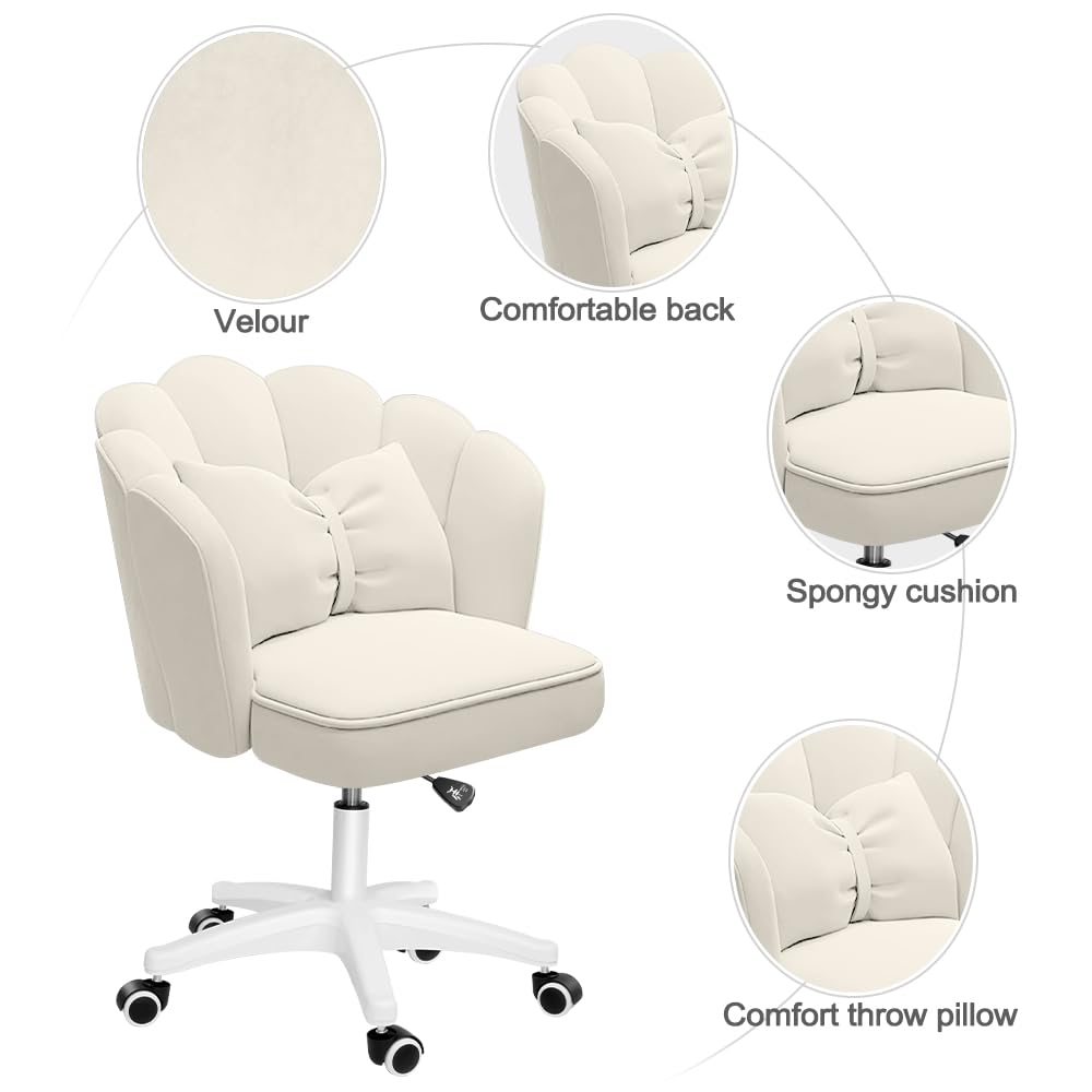 XUEGW Office Chair Cute Petal Desk Chair, Modern Fabric Home Butterfly Chairs Height Adjustable Chair Makeup Chairs Computer Chairs