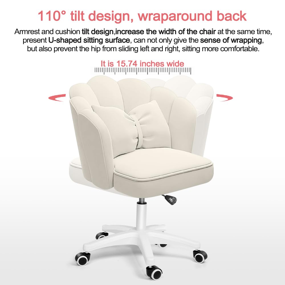 XUEGW Office Chair Cute Petal Desk Chair, Modern Fabric Home Butterfly Chairs Height Adjustable Chair Makeup Chairs Computer Chairs