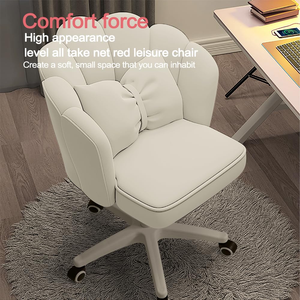 XUEGW Office Chair Cute Petal Desk Chair, Modern Fabric Home Butterfly Chairs Height Adjustable Chair Makeup Chairs Computer Chairs