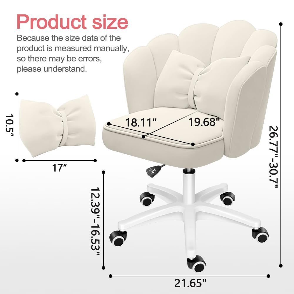 XUEGW Office Chair Cute Petal Desk Chair, Modern Fabric Home Butterfly Chairs Height Adjustable Chair Makeup Chairs Computer Chairs