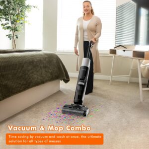 Tosima H1 Vacuum Mop Combo, Cordless Wet-Dry Vacuum Cleaner, Lightweight & Long Run Time, Great for Sticky Messes and Pet Hair, Space-Saving Design, Black