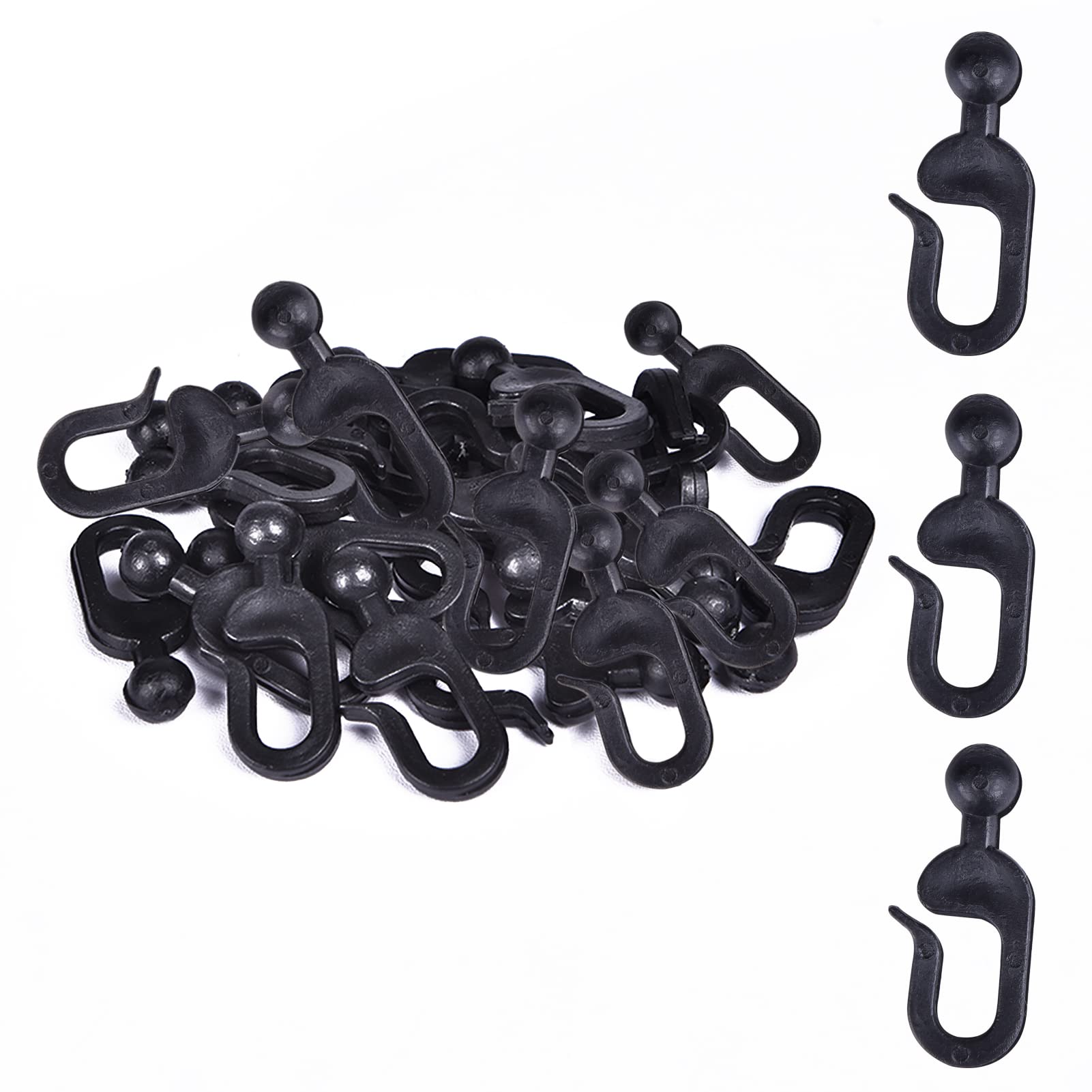 Tngan 36 Pcs Plastic Hooks for Gazebo Curtains, Mosquito Netting (Black)