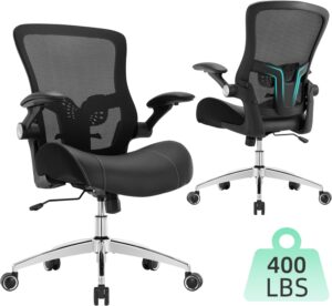 luckyear office chair ergonomic desk chair-400lbs big and tall heavy duty, wide & soft 3d modeling foam cushion home office desk chair with adjustable seat height, executive computer task chair