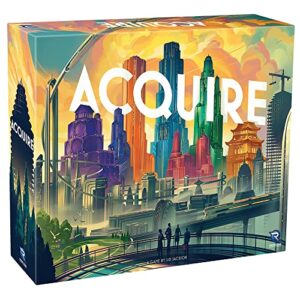 renegade game studios | acquire strategy board game for 2-6 players, ages 12+ with 2 play modes