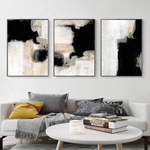 black white and beige abstract wall art black and white ink art print neutral black painting beige and black pictures modern abstract artwork beige abstract picture for living room 16x24inx3 no frame